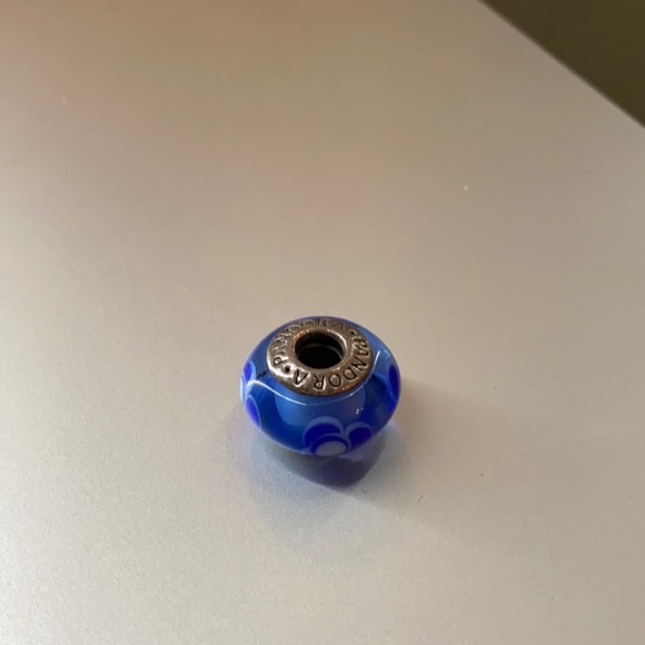 Pandora | Jewelry | Pandora Blue Floral Glass Charm | Poshmark